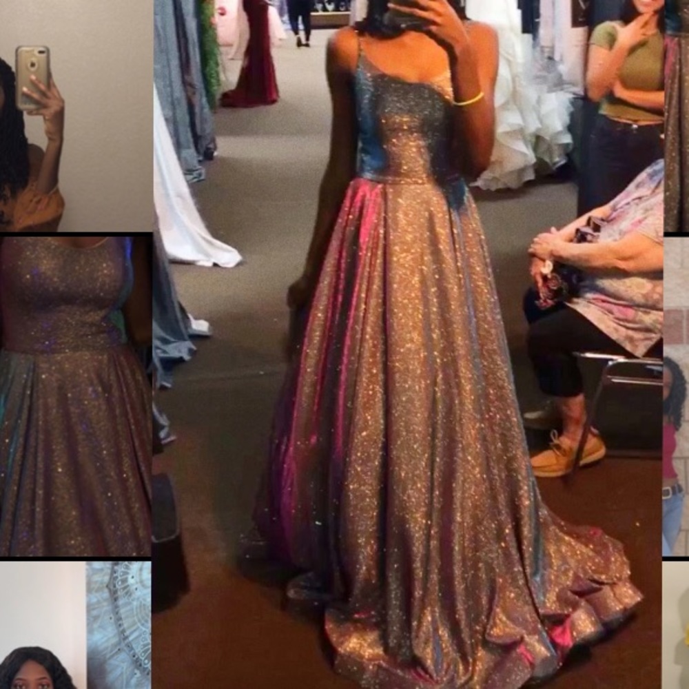 Iridescent Sparkling Prom Dress Blue And Pink - Gem